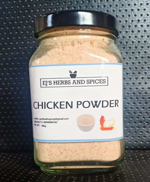 EJ's Herbs and Spices CHICKEN POWDER 180g in Large Square Glass Jar ...