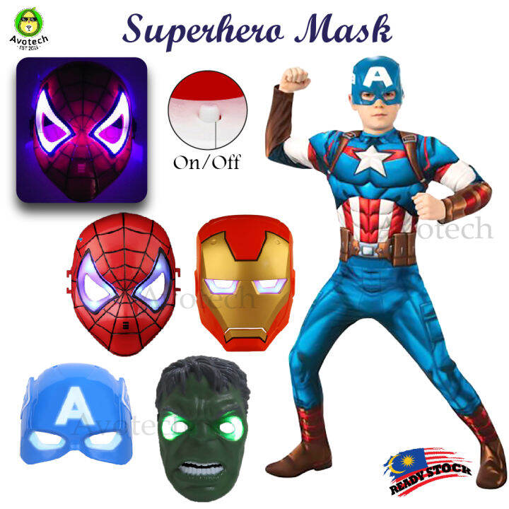 Awotech LED Mask Toy Avenger Mask Hulk Iron Man Spiderman Captain ...