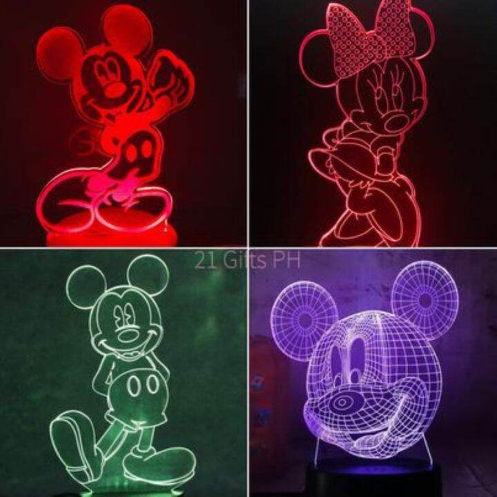 Mickey Mouse Minnie Mouse 3D Acrylic LED Lamp Night Desk Lamp single ...