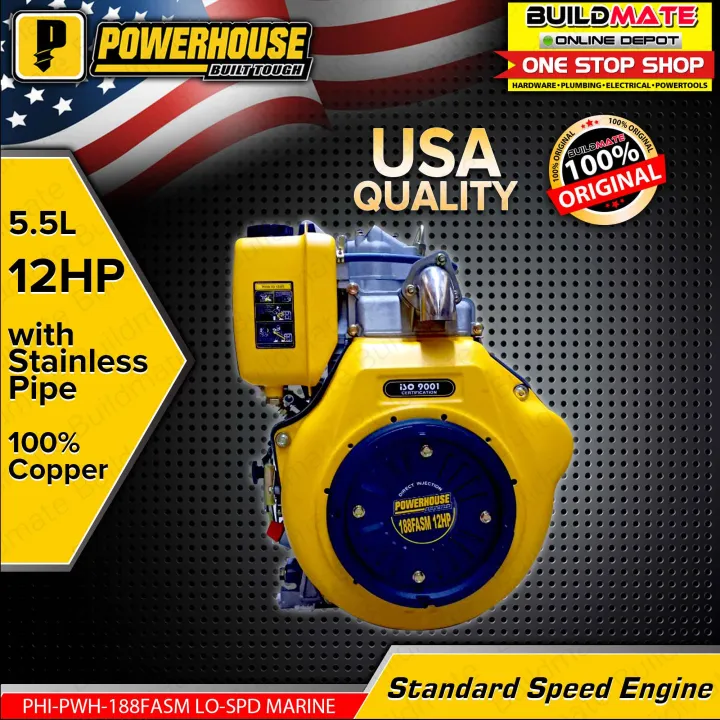 POWERHOUSE 12HP Low Speed Diesel Marine Engine 1800RPM with Stainless ...