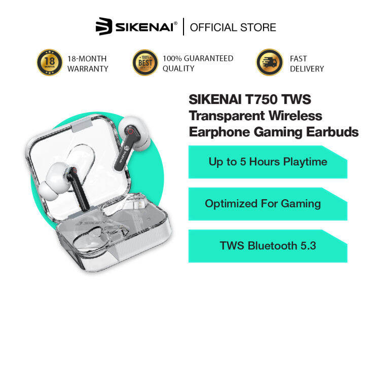 SIKENAI T750 Transparent Wireless Gaming Earbuds | Ultra Low Latency ...
