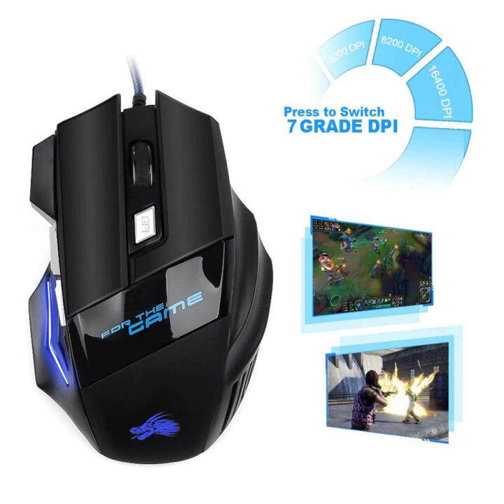 LED Optical Game Mouse USB Wired Gaming Mouse 6 Buttons Gamer Computer ...