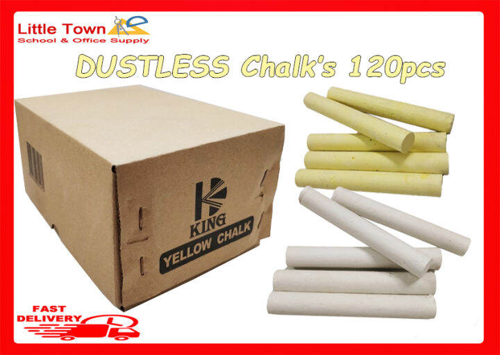 Dustless Chalks chalkboard WHITE CHALK / YELLOW CHALK 120 stick per Box ...