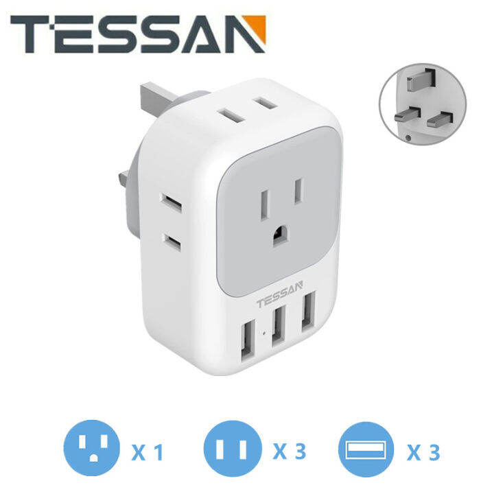 Travel Adapter Philippines to UK Plug Adapter with 3 USB, TESSAN Type G ...