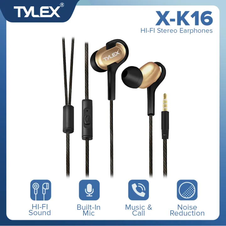 TYLEX X-K16 Semi Braided Wire Coated Headset w/ Built-in Microphone In ...