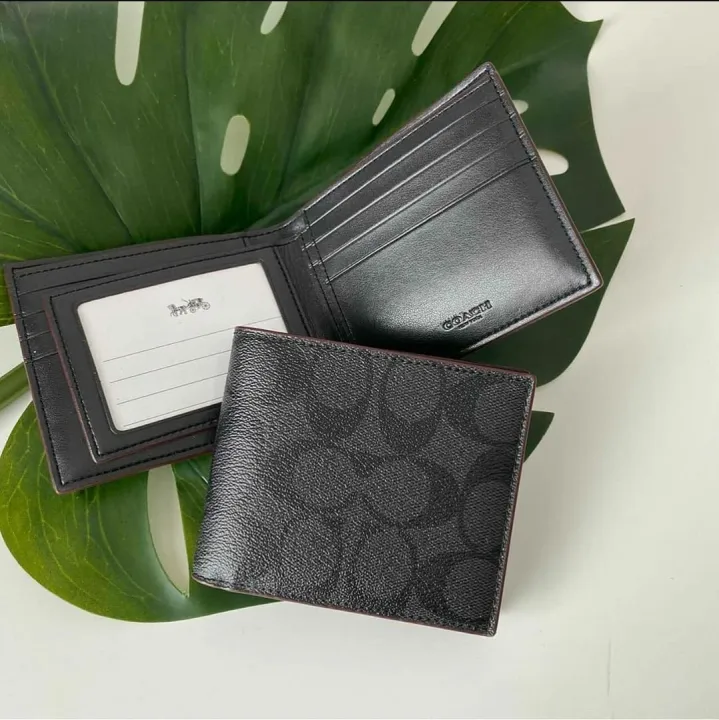 Coach (F74993)Compact ID Bill-Fold Wallet in Signature Coated Canvas ...