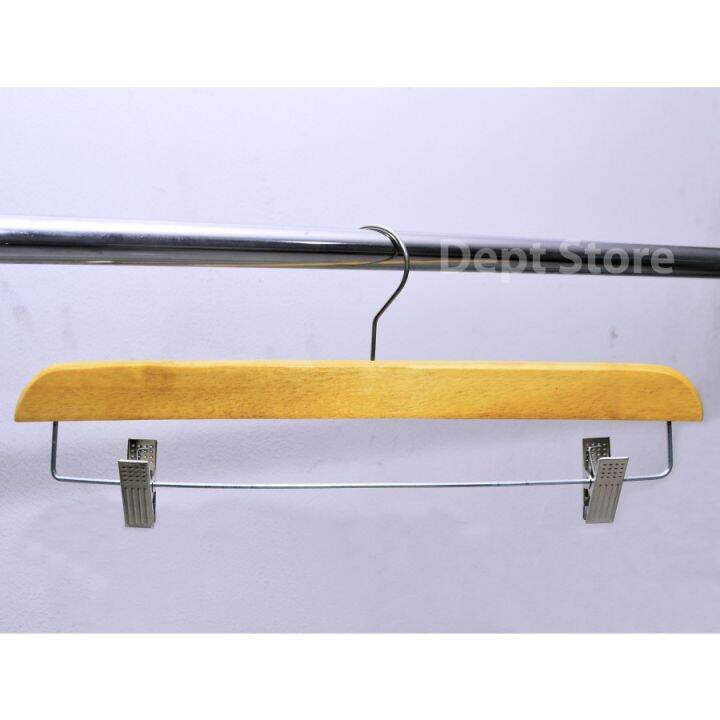 Hanger Kayu Jepit Besi Lurus Gantungan Celana Model Palang Jepit Besi ...