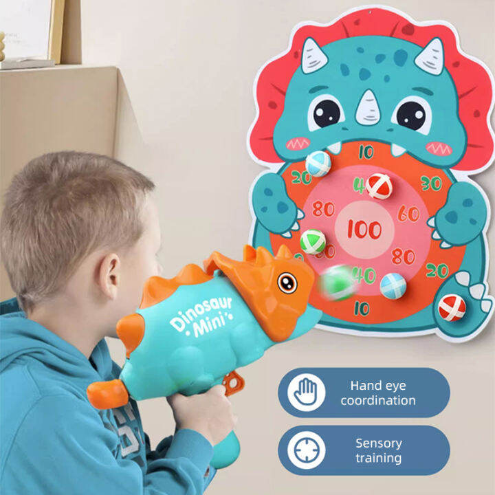 Children's Dinosaur Sticky Ball Shooting Toy Target Practice Kids ...