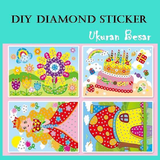 DIY Mewarnai Menempel Diamond Sticker Manik Bulat painting Kertas Besar ...