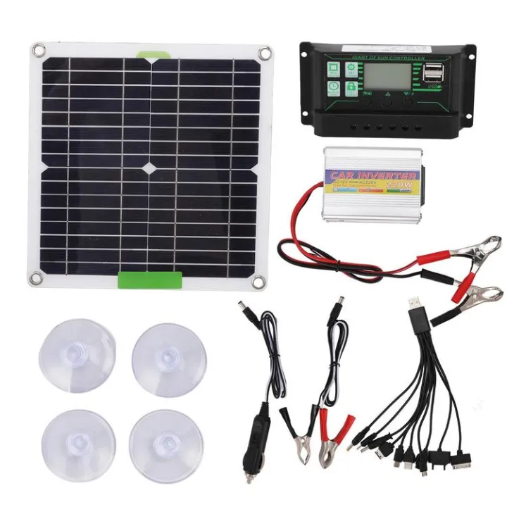 Complete Solar System 220W Converter Inverter 50W Solar Panel Complete ...