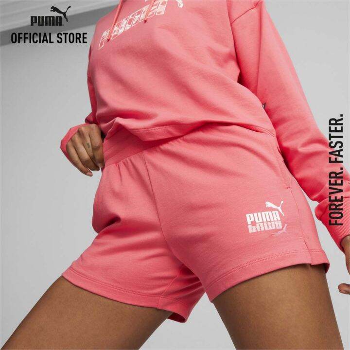 PUMA BASICS - กางเกงวอร์มขาสั้นผู้หญิง Summer Splash สีชมพู - APP ...