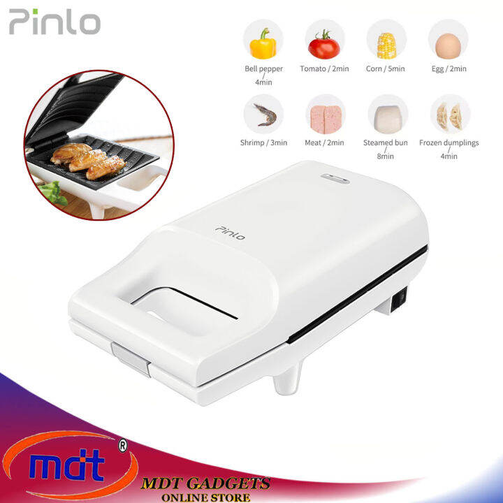 PINLO Mini Sandwich Maker 420W Breakfast Machine Curved Surface Multi ...