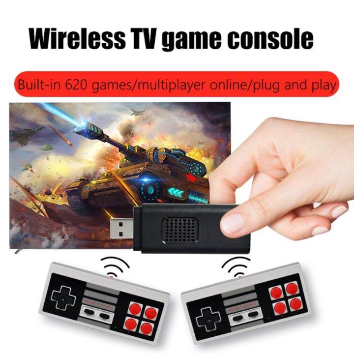 DOU Video Game Console Stick 8 Bit Wireless Controller Built-in 620 NES ...