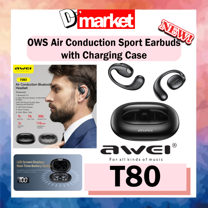 Awei T80 Air Conduction Earbuds Air Transmitting Sports Wireless ...