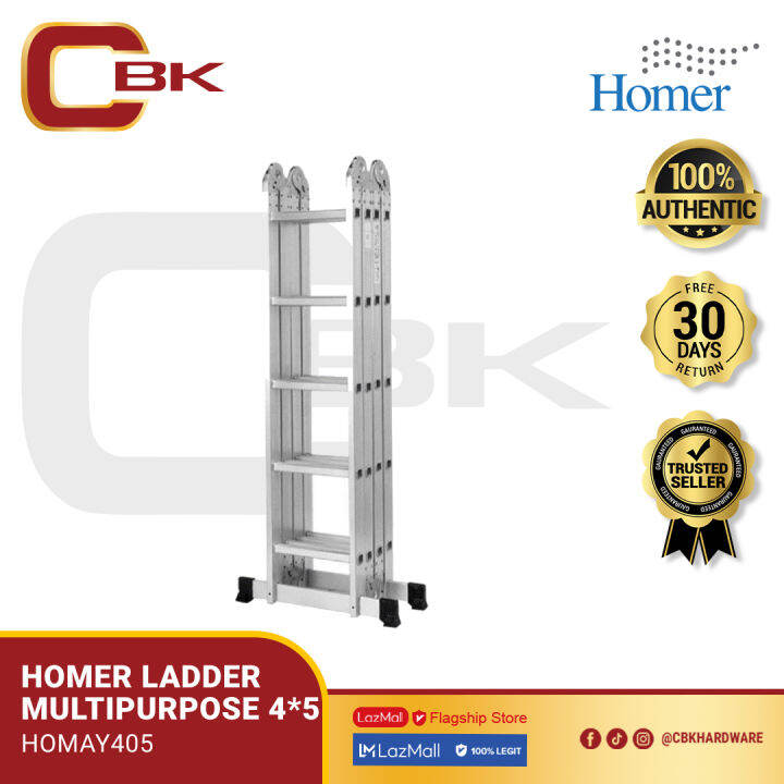 HOMER HOMAY405 MULTIPURPOSE LADDER 4*5 STEP ALUMINUM | Lazada PH