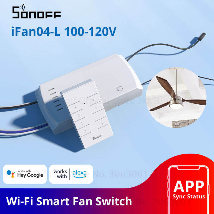 SONOFF IFan04-L WiFi พัดลมเพดานและตัวควบคุมแสง100-120V EWeLink App ...