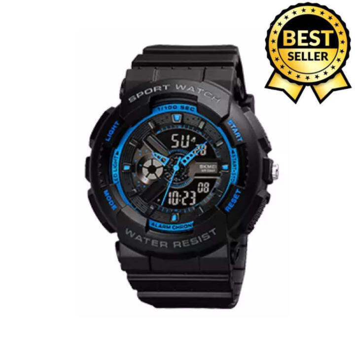 Sports Watch Waterproof Digital & Analog Display Blue Dial Resin Band ...