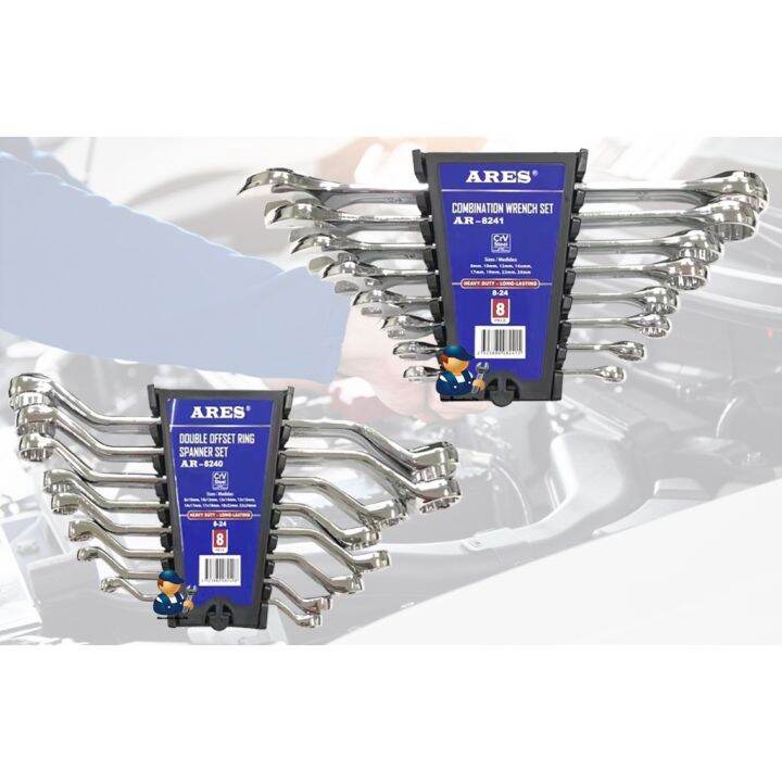 8-24mm 8 Pcs ARES Tools Set Combination Wrench Set Double Ring Offset Spanner Back Wrench Set ...
