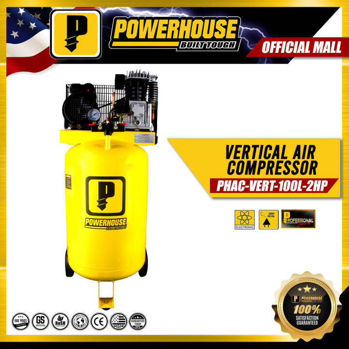 POWERHOUSE Industrial Vertical Air Compressor 2HP 100L PHAC-VERT-100L ...