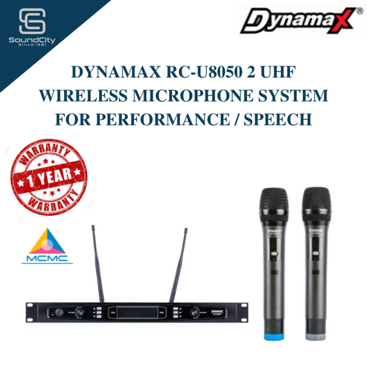 DYNAMAX RC-U8050 2 UHF Wireless Microphone System For Performance ...