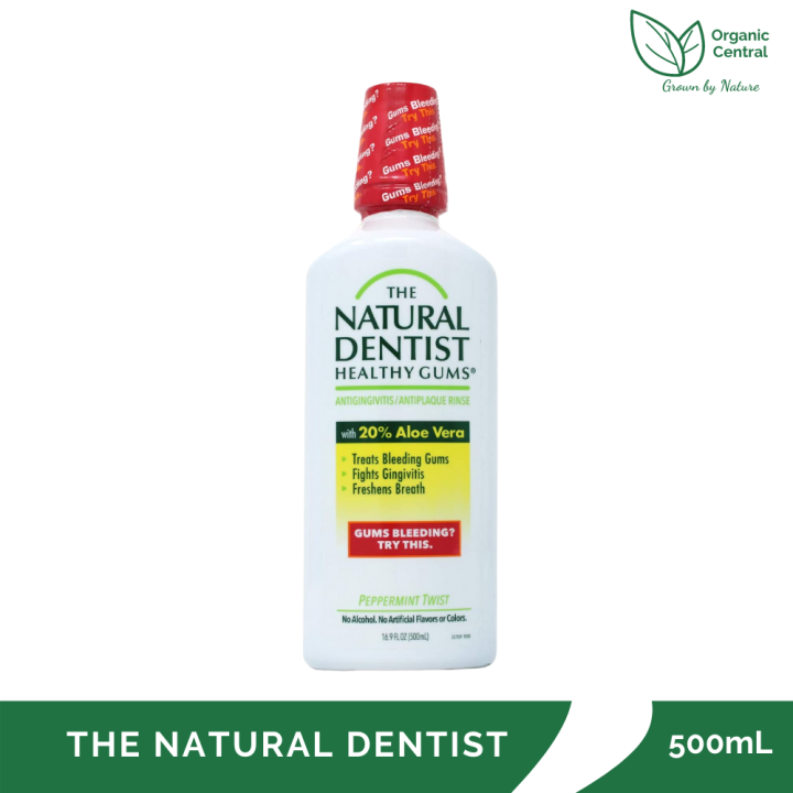 The Natural Dentist Healthy Gums Antigingivitis Rinse with Purified Aloe Vera Peppermint Twist ...