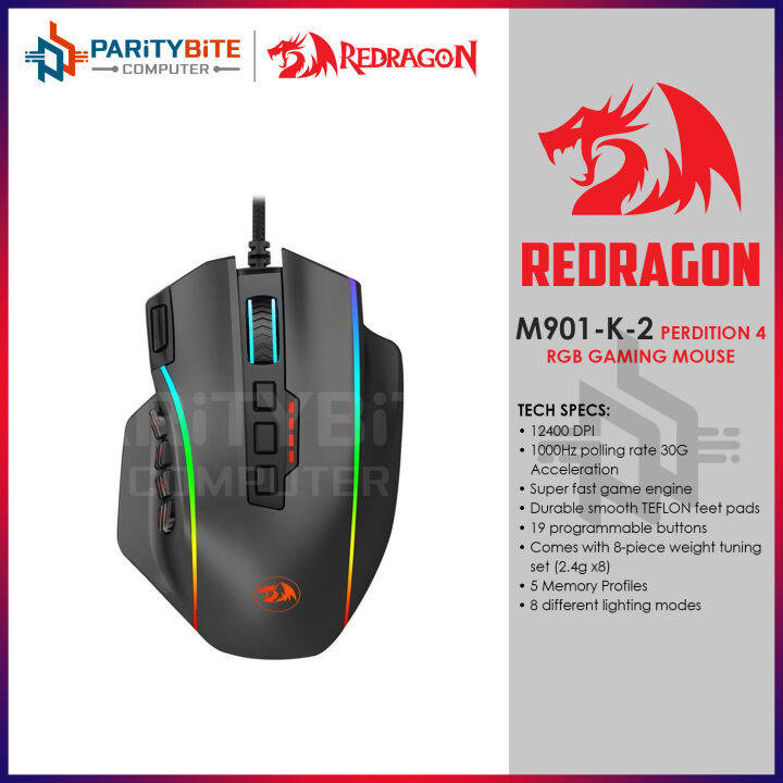 Redragon M901 K-2 Perdition 4 RGB Macro Programmable Gaming Mouse ...