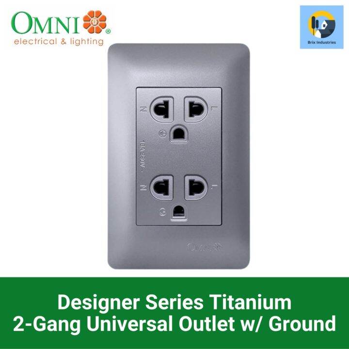 Ships immediately Omni Titanium Designer Series 2 Gang Universal Outlet ...