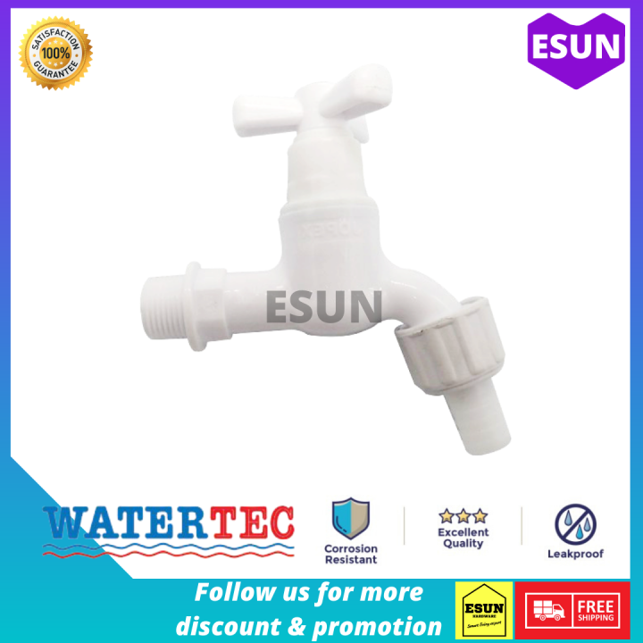 PVC Water Tap With Inlet Hose Connector Kitchen Outdoor Toilet Bathroom ...