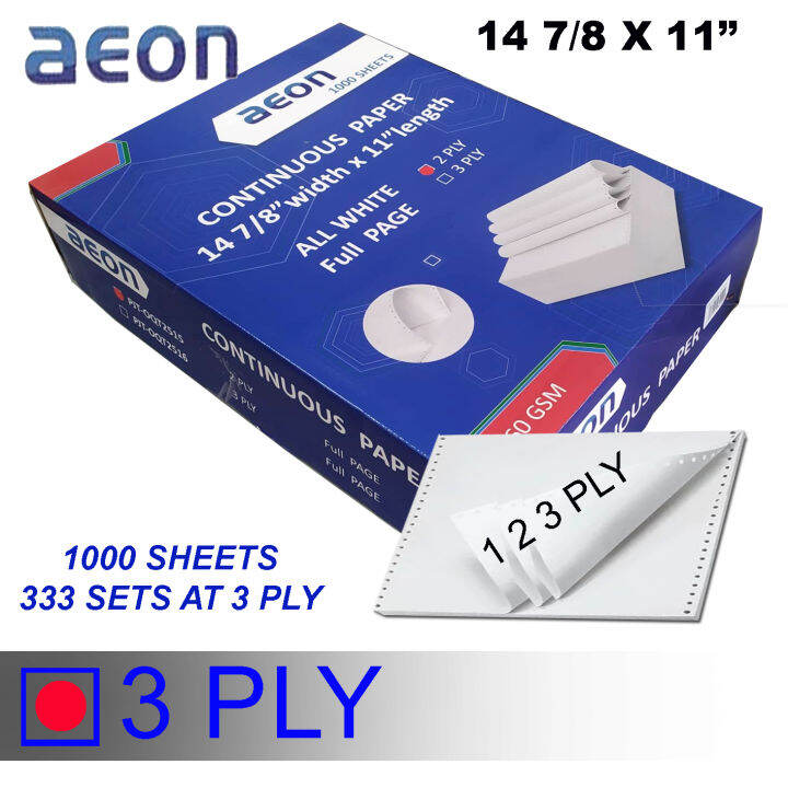 AEON 3Ply Carbonless Continuous Form Paper 1Whole 1000Sheets 333Sets 14 ...