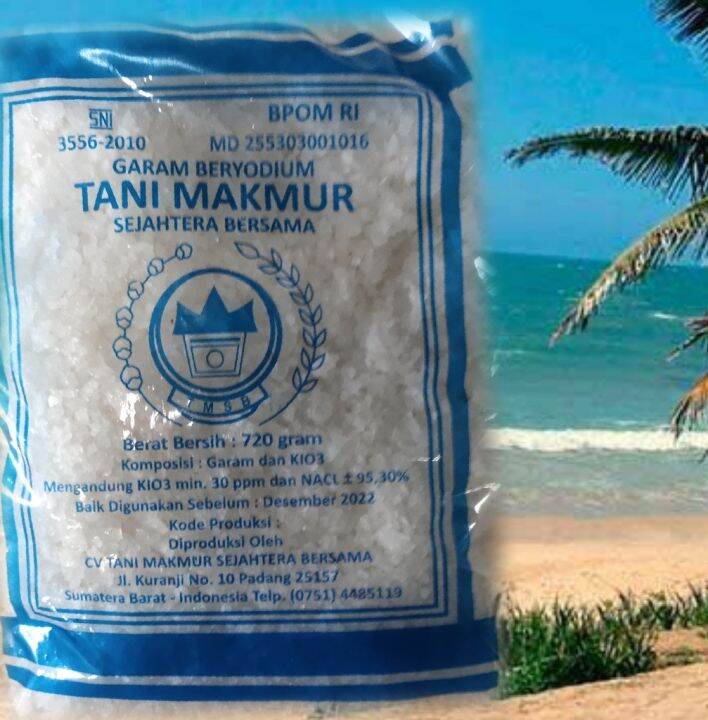 Garam kasar premium murah putih Bersih beryodium 720g merk Tani makmur ...