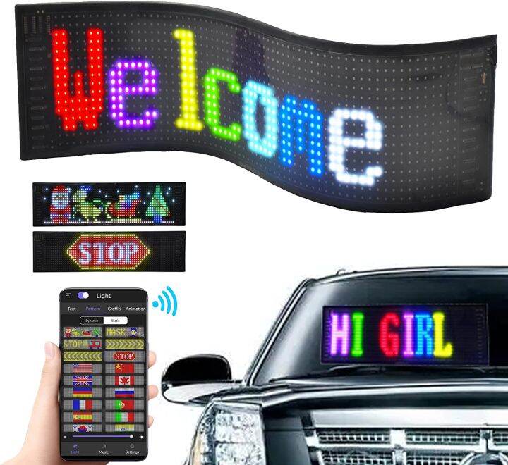 LED Matrix Panel USB 5V Scrolling Bright RGB Light Signs For Car ...