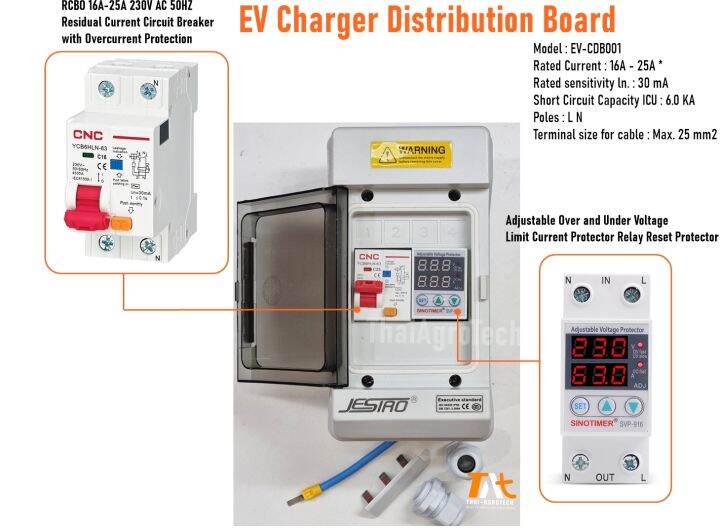 EV Charger Distribution Board Type2 RCBO 16A, 25A (EV-CDB001) ติดตั้ง ...