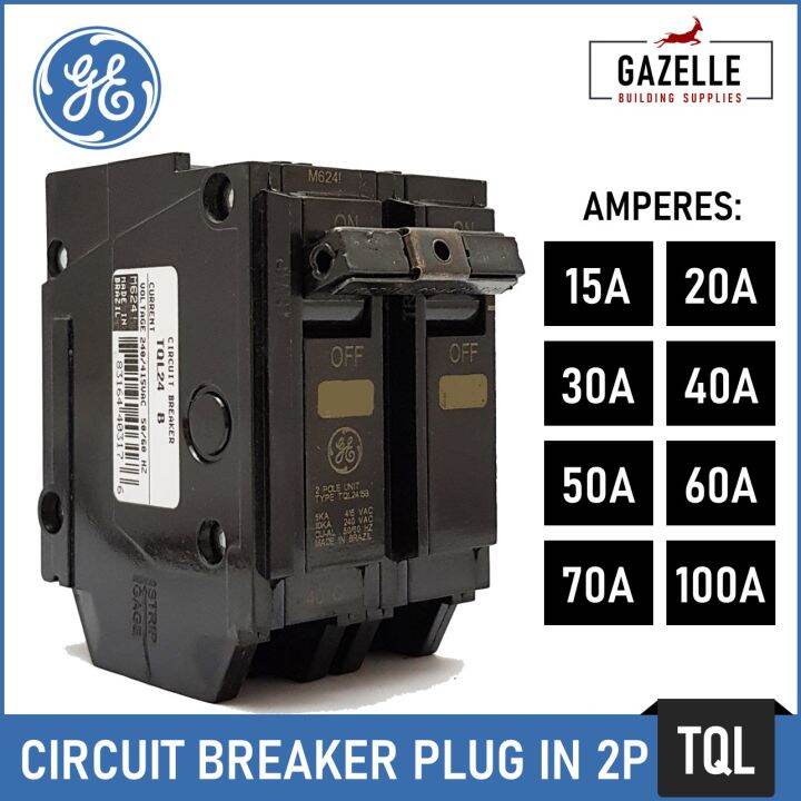 GE Circuit Breaker Plug In 2 Pole TQL - 15A / 20A / 30A / 40A / 50A / 60A / 70A / 100A Amps ...