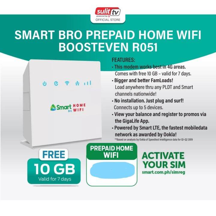 【Hot sales】 PLDT/ SMART Bro Prepaid Home Wifi LTE (Boosteven-R51) | Lazada PH