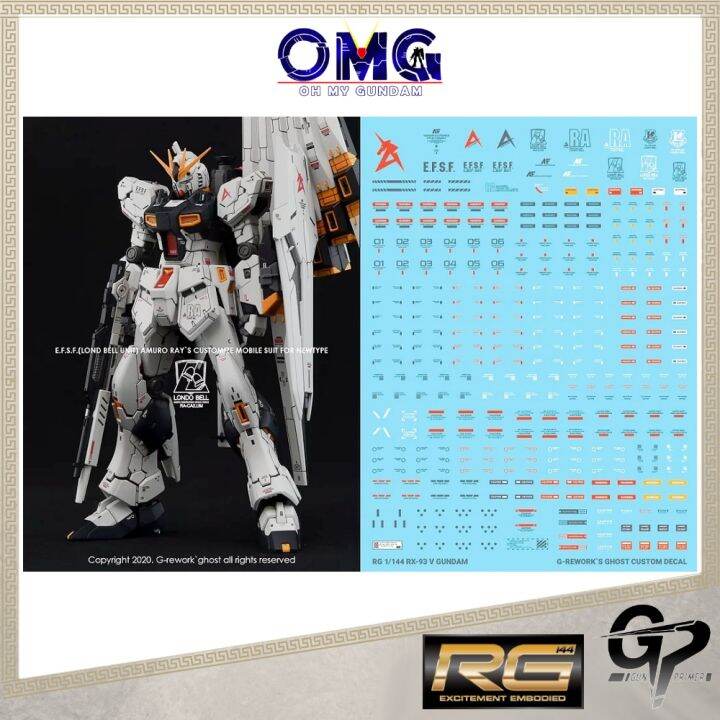 G-Rework RG RX-93 Nu Gundam Water Decal CD-RG32 Korean Brand Water ...