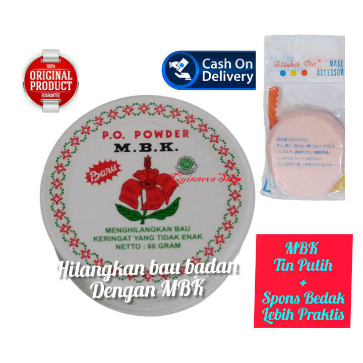 N – Spons + MBK Bedak Ketiak Tin Putih Ukuran 60gr Asli 100% Herbal ...
