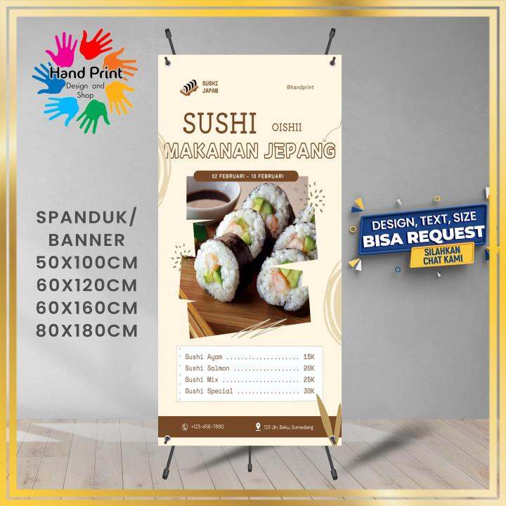 SPANDUK / BANNER Aneka Sushi Ikan Ayam Makanan Jepang 60x160 CM Plang ... SPANDUK / BANNER Aneka Sushi Ikan Ayam Makanan Jepang 60x160 CM Plang ...