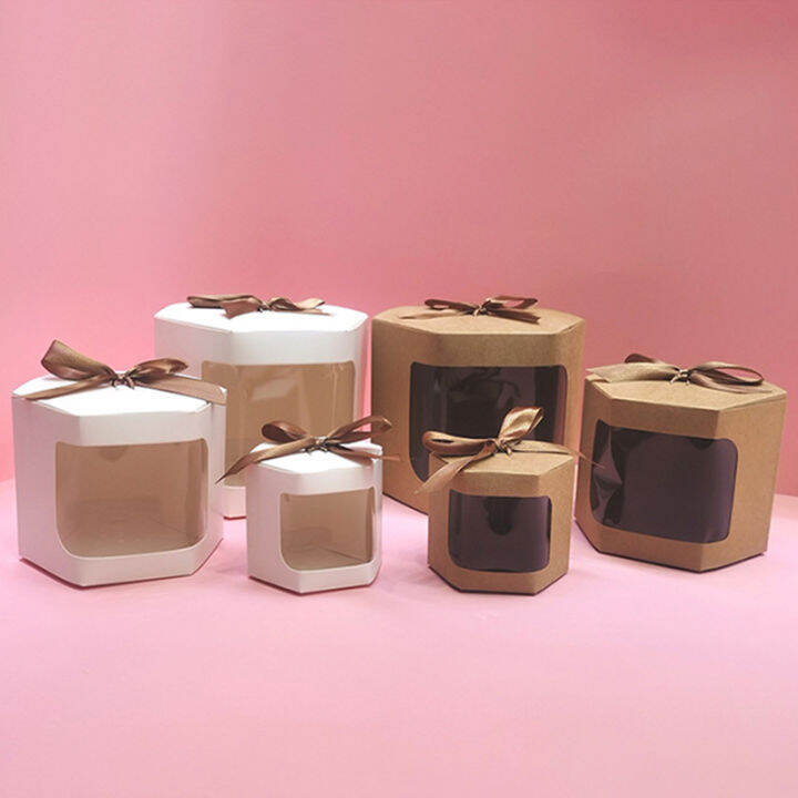 YICHEN 1PC Gift Box Transparent Window Hexagon Packaging Boxes Candy ...