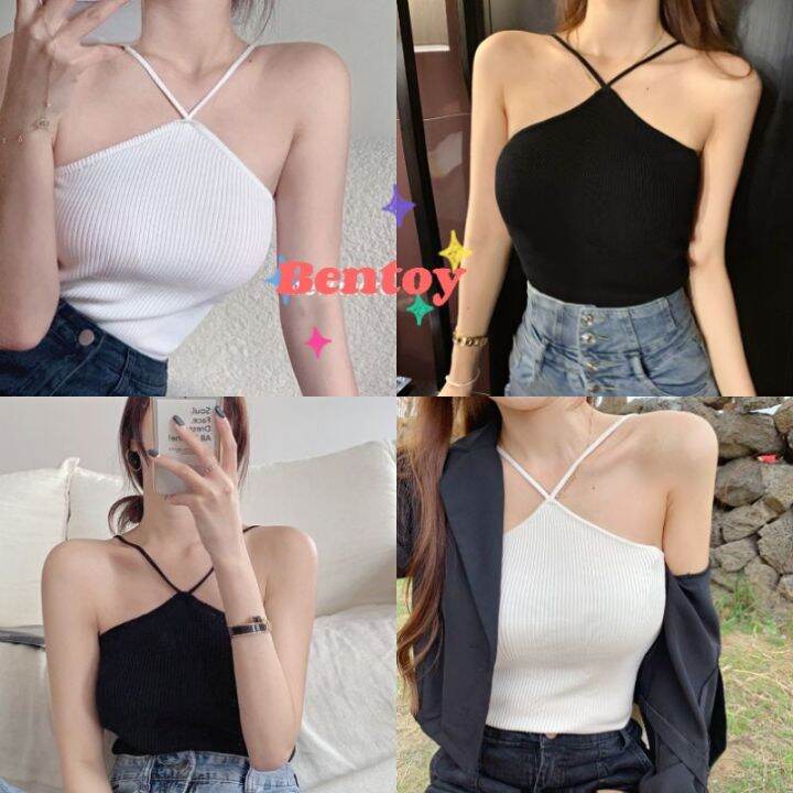 Bentoy(7863)เสื้อสายเดี่ยวไหมพรมแขนกุดเซ็กซี่สีพื้นเซ็ทง่าย | Lazada.co.th