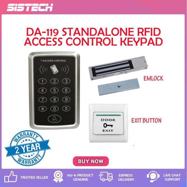 DA-119 Magnetic Standalone RFID Keypad Door Access Security System [EMlock+Push Exit Button ...