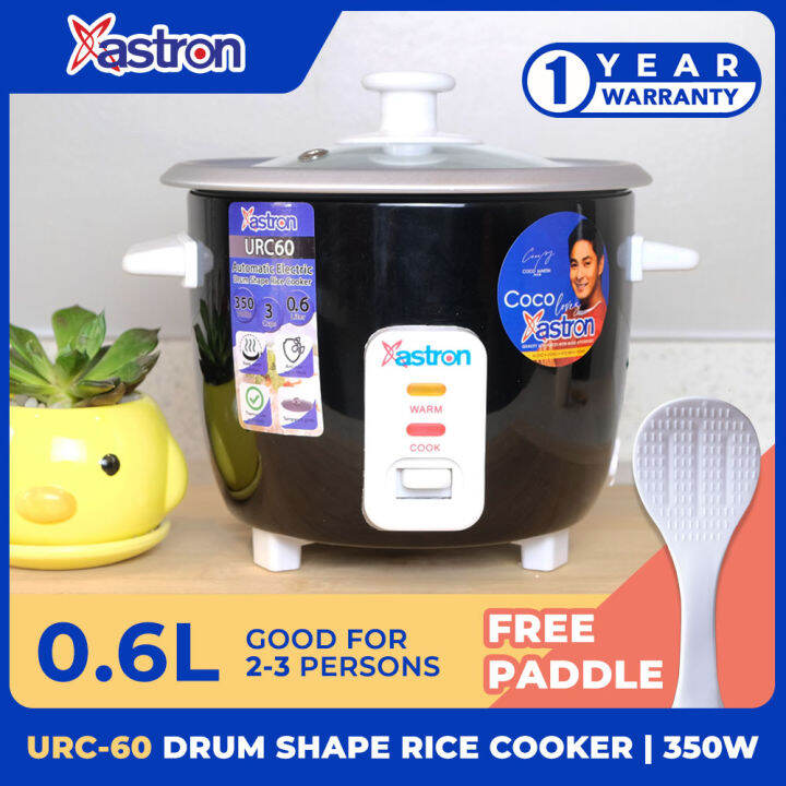 Astron URC-60 0.6L Drum Shape Rice Cooker (Black) 3 cups 350W 2-3 ...