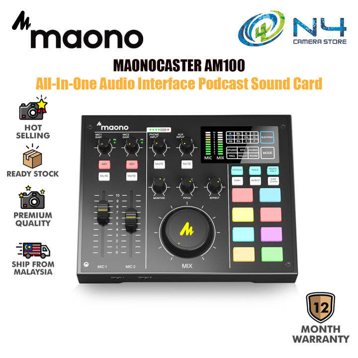 MAONO AU-AM100 AM100 Professional Audio Interface Sound Card Mixer ...