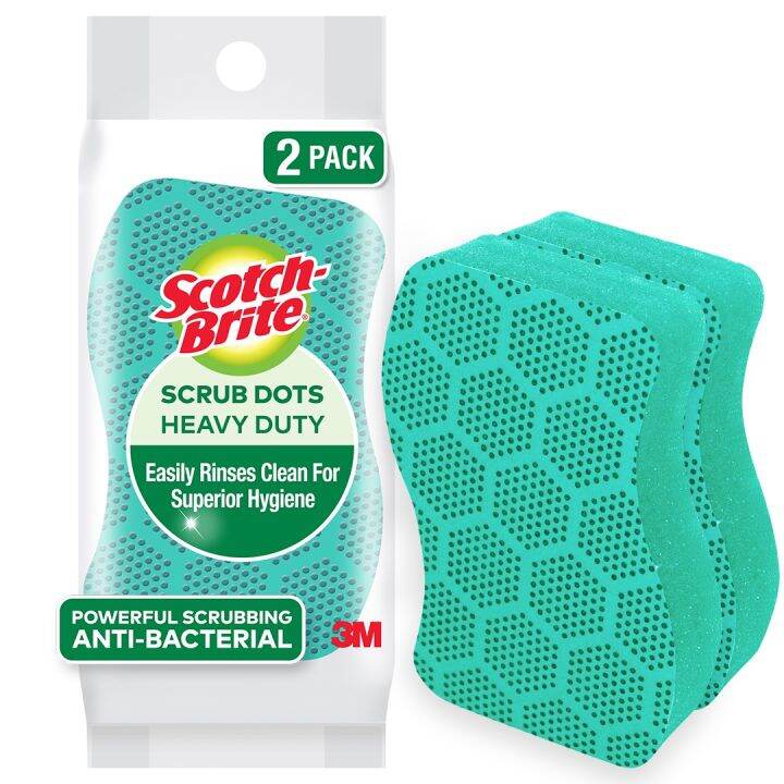 3M™ Scotch-Brite® Scrub Dots Heavy Duty Scrub Sponges, Anti-Bacterial ...