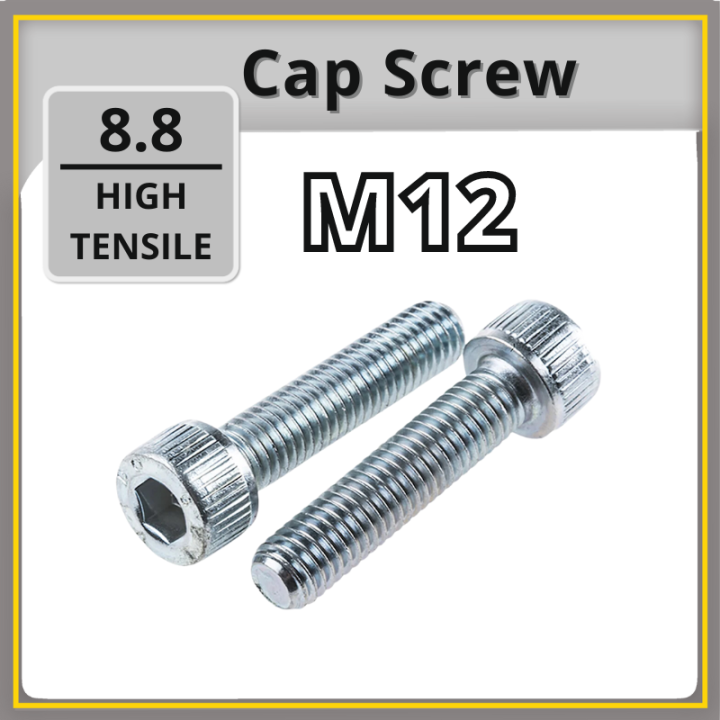 M12 Hex Socket Cap Screw DIN912 | Grade 8.8 High Tensile | Zinc Plating | M12 Screw | Skru Allen ...