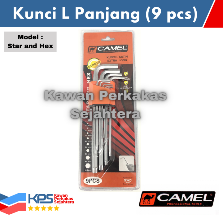 CAMEL Kunci L Panjang Star & Hex Set (9 Pcs) | Kombinasi Star and Hex ...