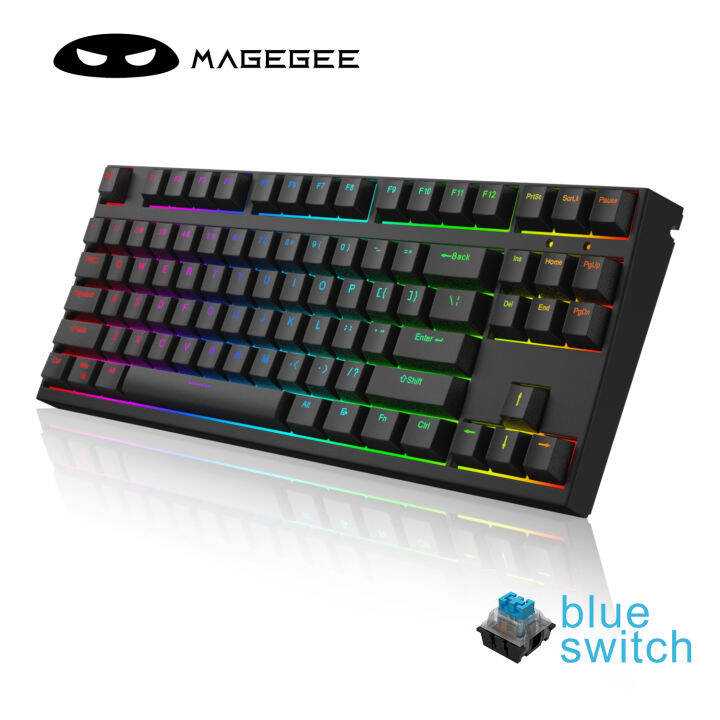 Magegee MK-sea87 Mechanical Keyboard Gaute Blue/Red Switch LED RGB ...