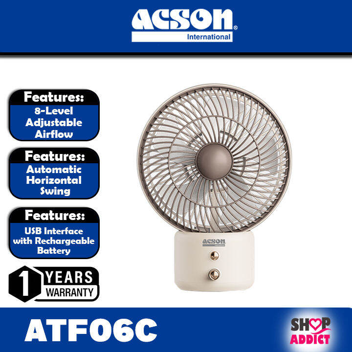ACSON USB Table Fan with 8 Levels Adjustable Airflows (Mocha Brown ...