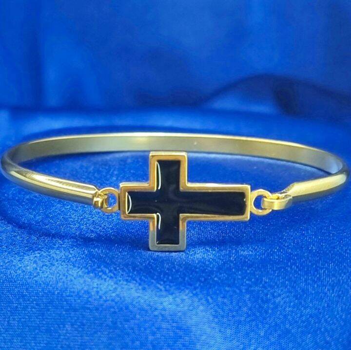 10K Gold Bangle Black Cross for Men | Lazada PH