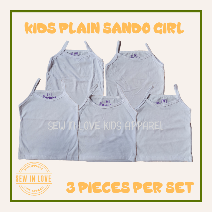 3 PCS KIDS WEAR PLAIN WHITE SPAGHETTI SANDO GIRL | SEW IN LOVE KIDS ...