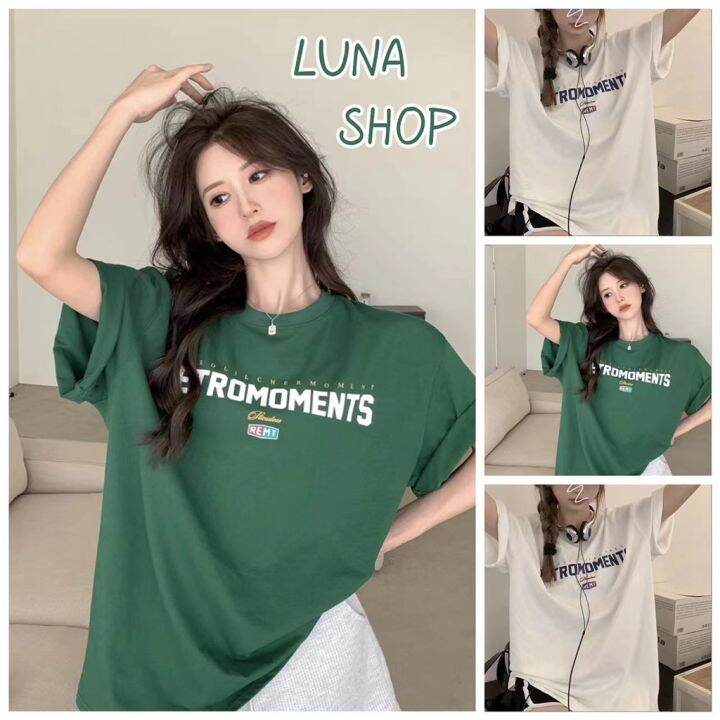 Luna shop🌻เสื้อแฟชั่นผญ🍒ย้อนยุค เขียว เสื้อยืด เสื้อ oversize เกาหลี ...